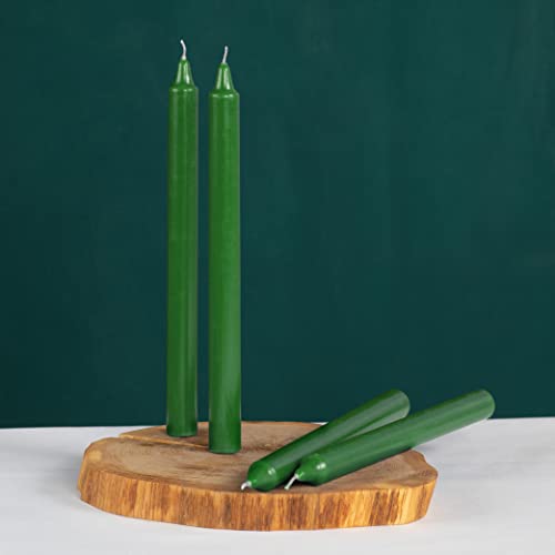 CANDWAX Green Taper Candles Pack of 4 - Straight Candles 12 inch Ideal as Unscented Candles, Dinner Candles and Table Candles - Slow Burning Candles Dripless - Smokeless Long Candlesticks