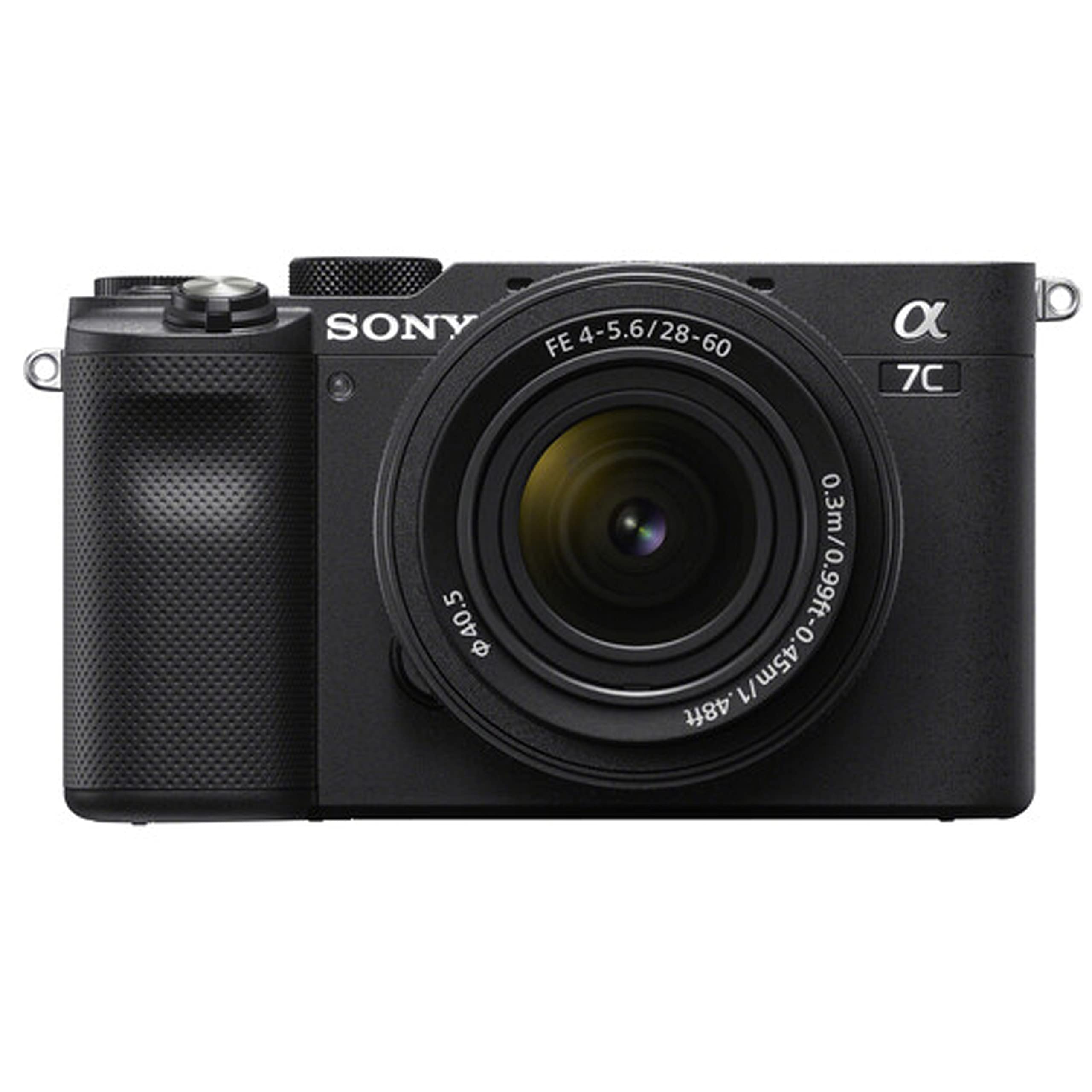 Sony a7C Mirrorless Camera with 28-60mm Lens ILCE7CL/B, 128GB Memory,Microphone, 120LED Video Light, Tripod, Filters, Hood, Grip,Spare Battery & Charger Software Kit -Deluxe Bundle