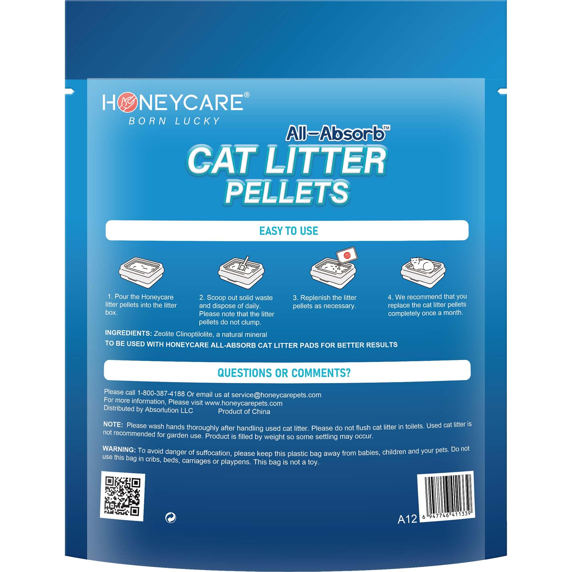 Honey Care All-Absorb Cat Litter Pellets, Zeolite, Long-Lasting Odor Control Non-climping Litter, 3.5 Lbs Pack