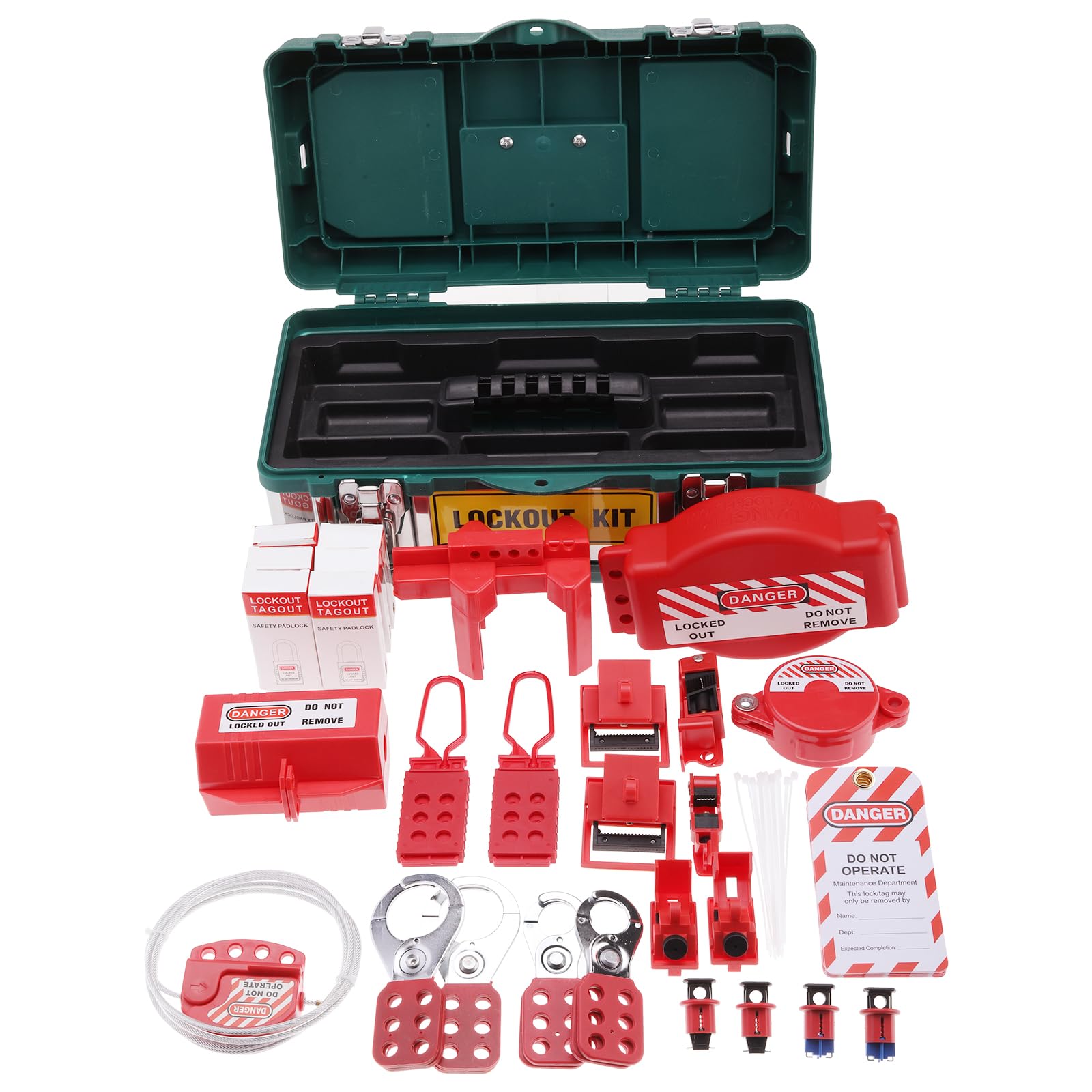 RealPlus Electrical Lockout Tagout Kit - Safety Padlocks, Gate Valve Lock, Ball Valve Lockout Device, Circuit Breaker Lockout, Hasp, Plug Lock, Cable Lockout, Loto Tags Set