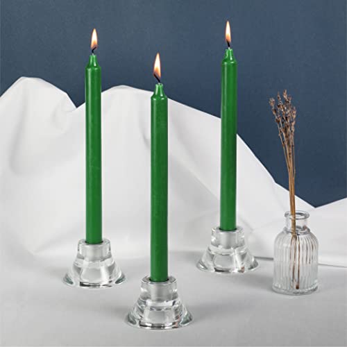 CANDWAX Green Taper Candles Pack of 4 - Straight Candles 12 inch Ideal as Unscented Candles, Dinner Candles and Table Candles - Slow Burning Candles Dripless - Smokeless Long Candlesticks