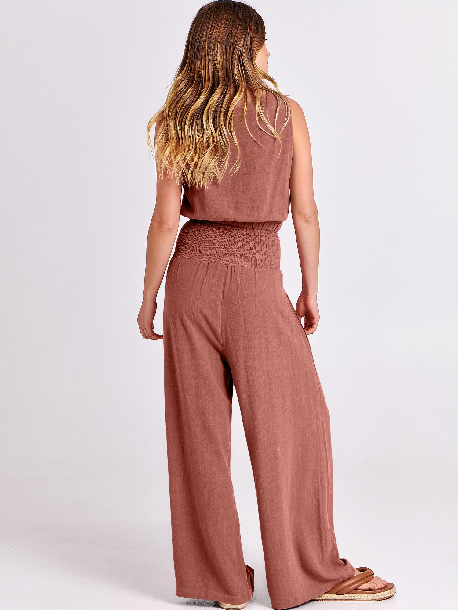 ANRABESS Women's 2 Piece Linen Lounge Set Casual Matching Pants Jumpsuit Summer Beach Travel Vacation Trendy Outfits X-Large