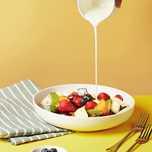LIFVER 9.75" Large Pasta Bowls, 50 Ounces Salad Bowls Large, White Pasta Bowl Set of 4, Ceramic Pasta Plates Set, Wide Shallow Bowls Set, Microwave Dishwasher Safe