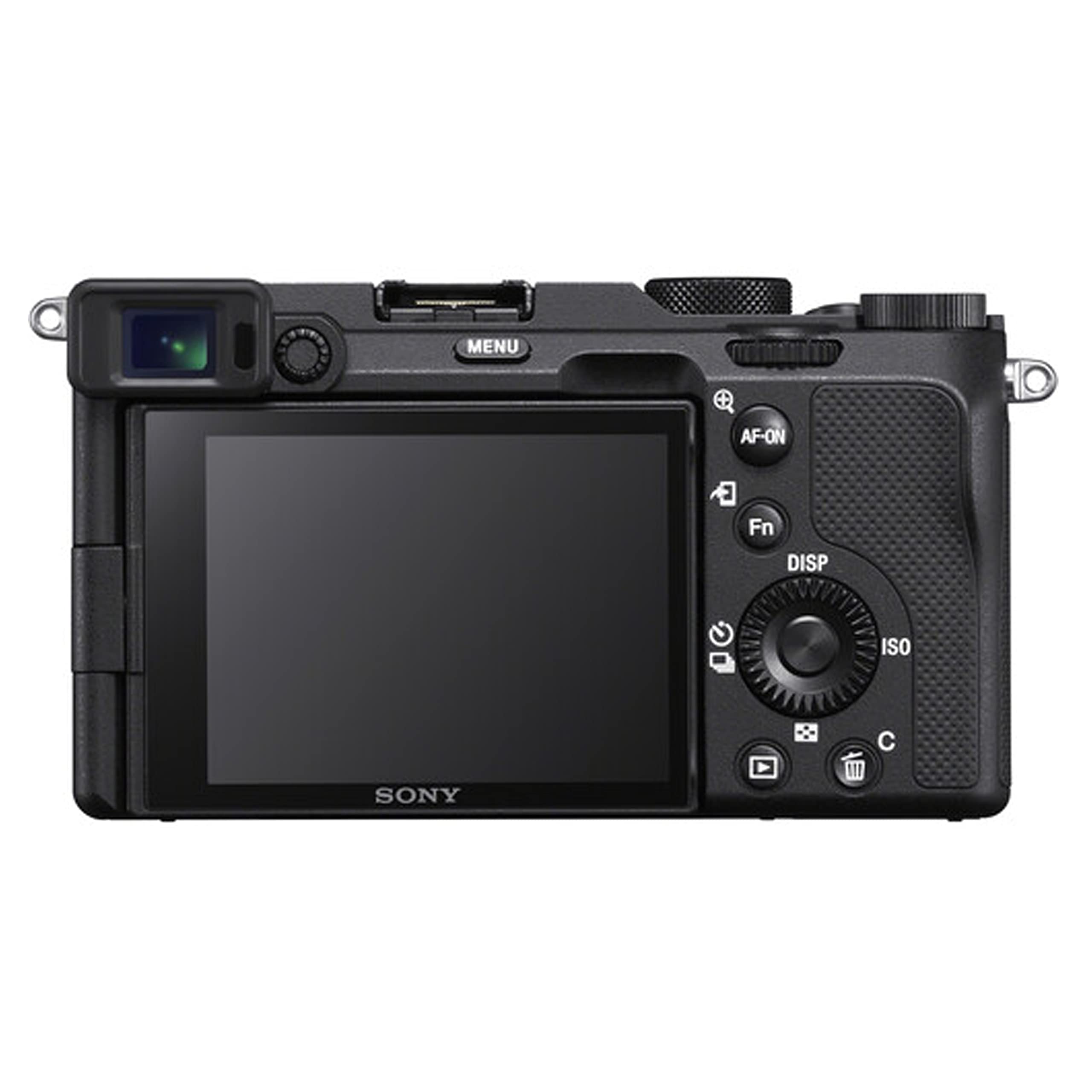 Sony a7C Mirrorless Camera with 28-60mm Lens ILCE7CL/B, 128GB Memory,Microphone, 120LED Video Light, Tripod, Filters, Hood, Grip,Spare Battery & Charger Software Kit -Deluxe Bundle