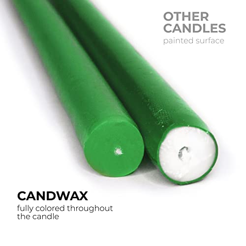 CANDWAX Green Taper Candles Pack of 4 - Straight Candles 12 inch Ideal as Unscented Candles, Dinner Candles and Table Candles - Slow Burning Candles Dripless - Smokeless Long Candlesticks