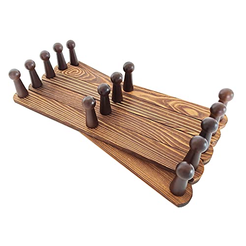 AITUFIY Expandable Coat Rack Hanger Wooden Accordion Wall Mounted Retro Wood Hat Rack 14 Pegs Hooks Hang Jacket,Coffee Mugs,Caps,Leash,Towel,Belt,Umbrella,Scarf,Bag (Carbon Brown)