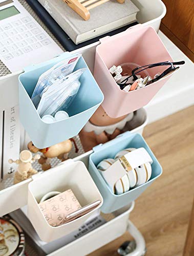 5 Piece Hanging Cup Holder,Trolley Storage Basket,Trolley Accessories,4.75x4"Hanging Pen Holder,Hanging Bucket,Plant Container,Storage Bucket,Makeup Pencil Holder White
