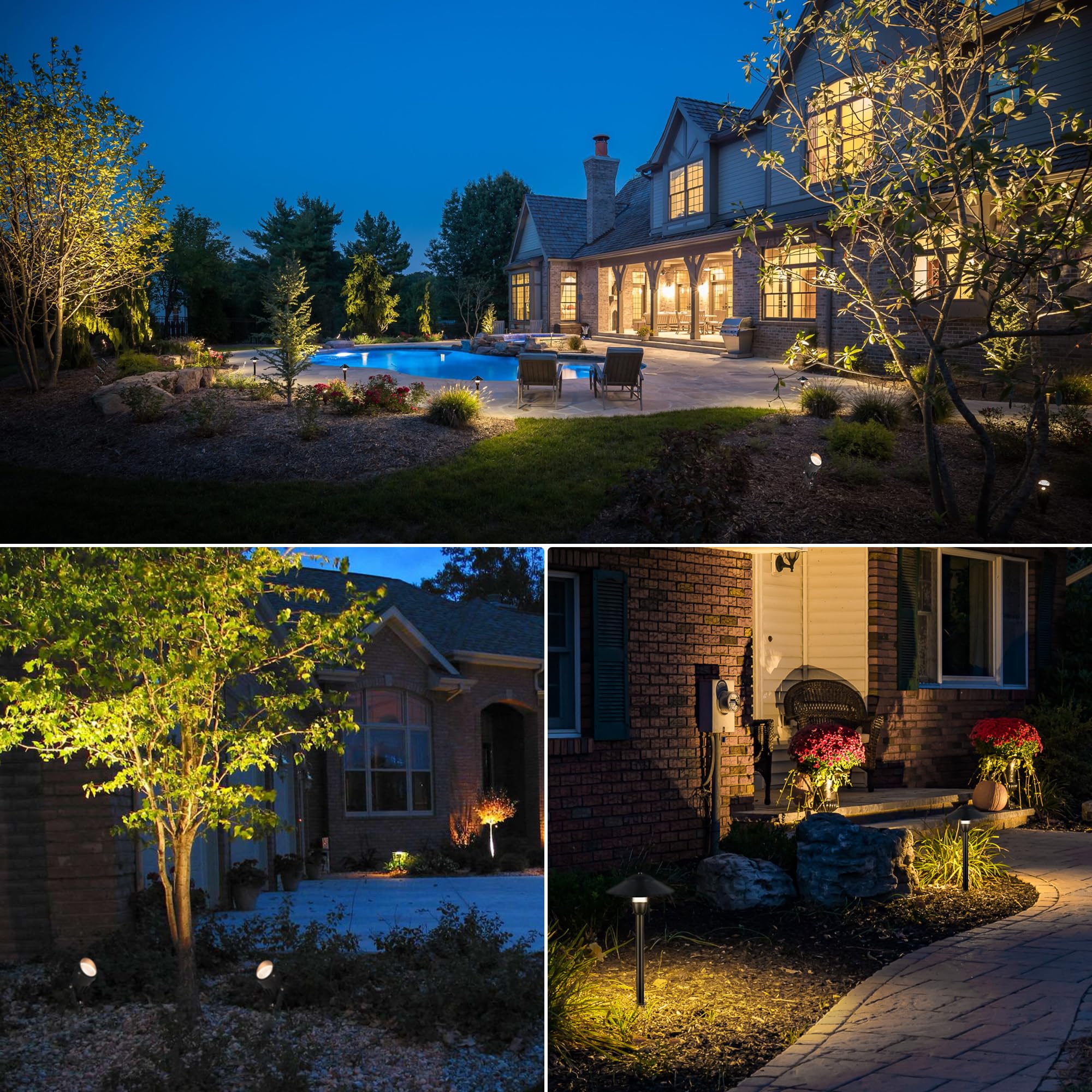 SUNVIE LED Landscape Lights Low Voltage Pathway Lights 12V Landscape Lighting Kit Aluminum Low Voltage Landscape Pathway Lights with Stake Waterproof for Walkway Yard Garden, 12 Pack with Connectors