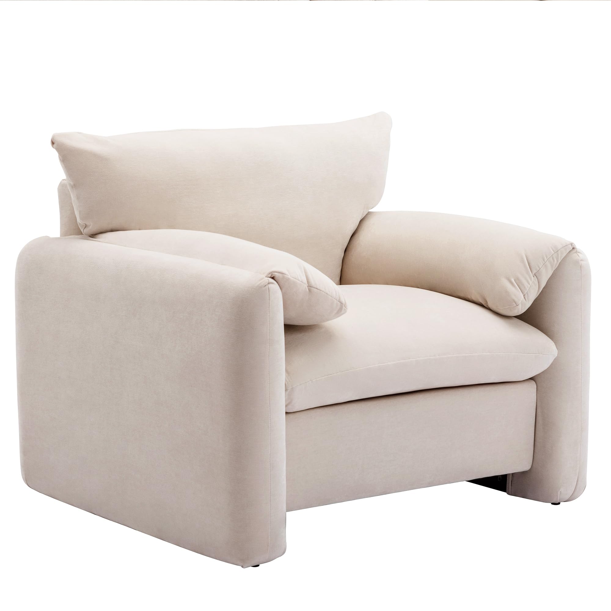 Merax Modern Style Chenille Oversized Armchair, Accent Chair, 38.6’’ W Single Sofa, for Living Room, Bedroom, Cream