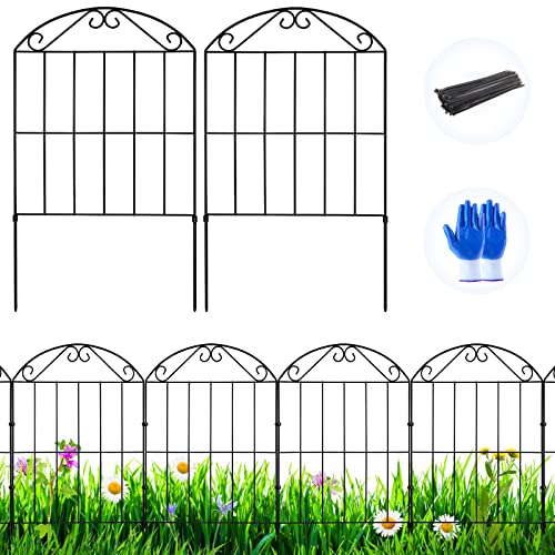 COLRASN Decorative Garden Fence, 19 Pack Garden Fence Border, Total 19ft (L) x 24in (H) Outdoor Metal Garden Edging Fence, Flower Bed Fencing for Landscape Patio, Plant, Outdoor Decor, Arched