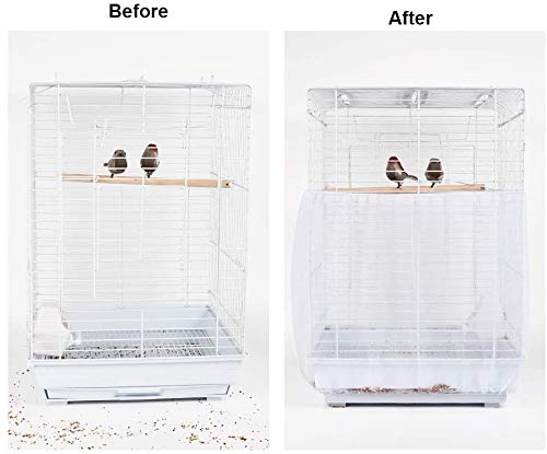JUTTA Bird Cage Seed Catcher Parrot Cage Mesh Skirt Universal Birdcage Cover Birdseed Nylon Net Guard extra large (Not Include Birdcage) (White)