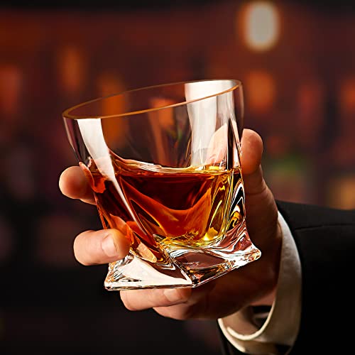KITNATS Old Fashioned Whiskey Glasses 10 OZ Rocks Glasses Set of 4, Gift Box - Barware For Bourbon, Scotch, Rum glasses, Whisky Cocktail Drinks for Men Women