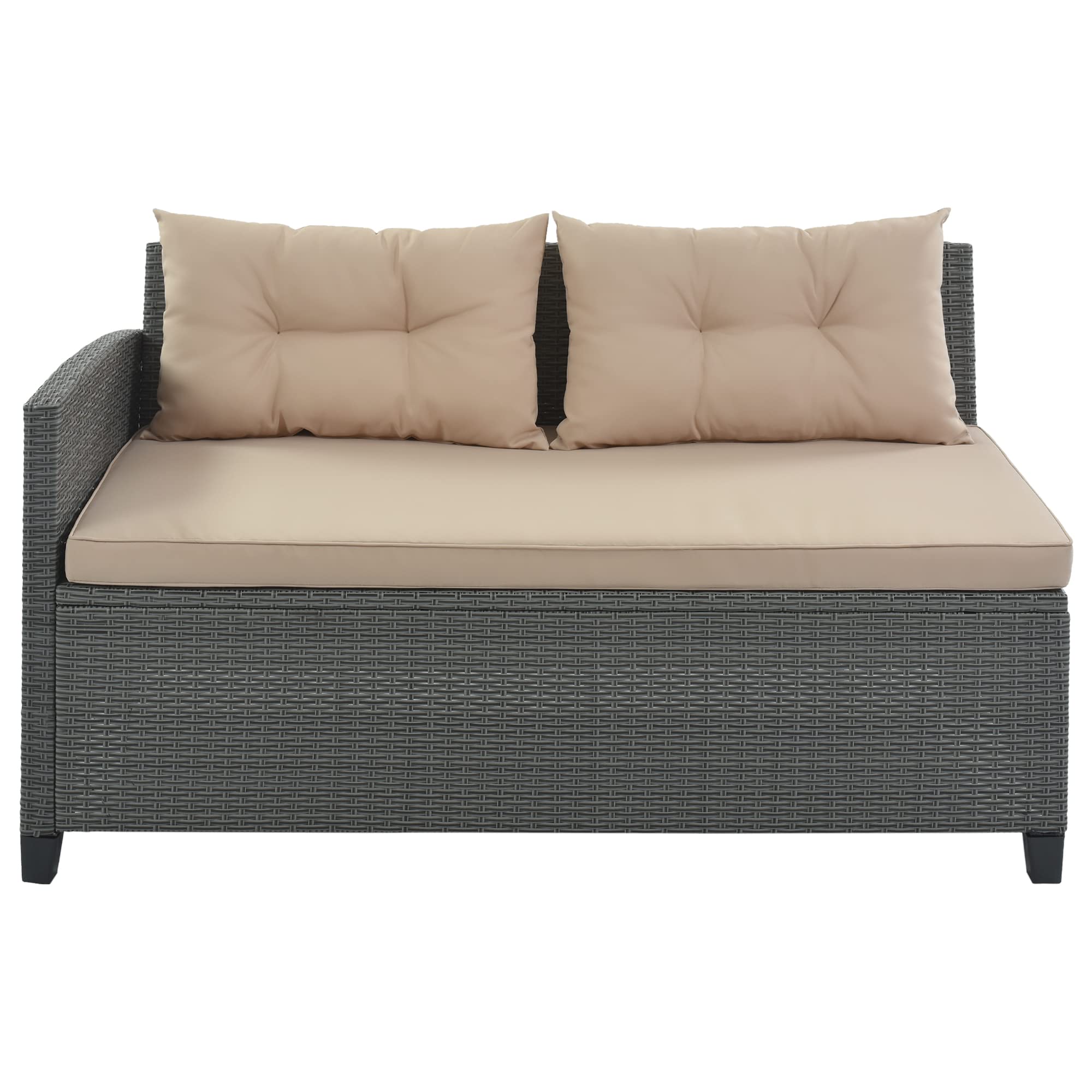 ERYE 6 Pieces Patio Conversation Furniture Sets Outdoor PE Rattan Wicker Sofa & Dining Table Group, 6Pcs All Weather Garden Seating Sectional with Rectangular Table, Armchairs, Loveseats and Corner