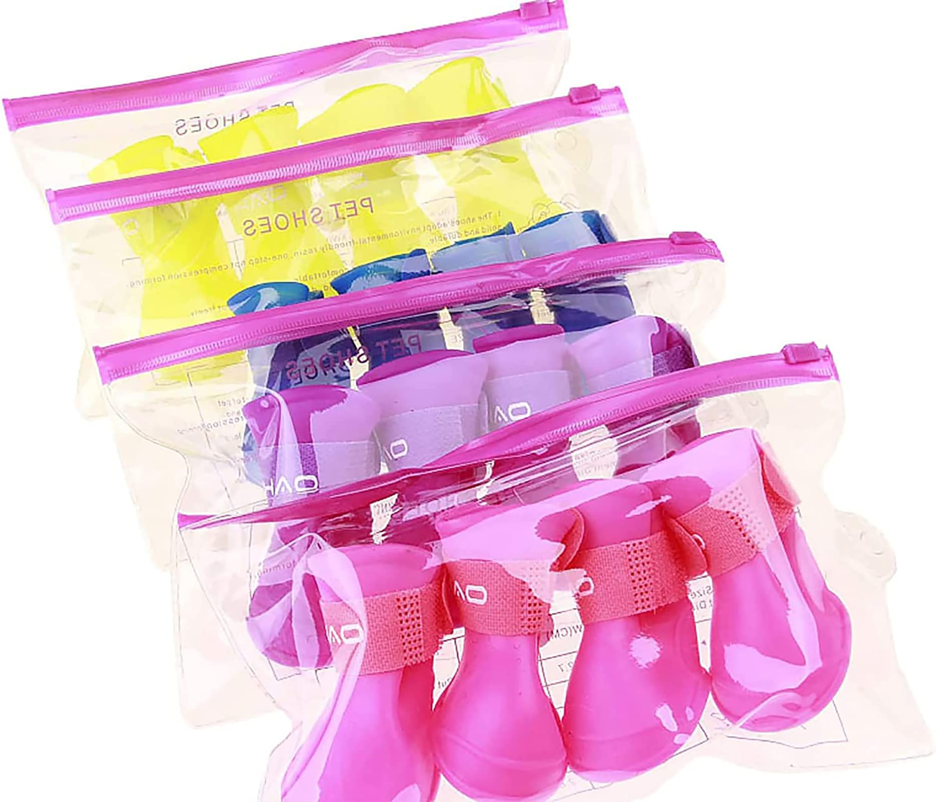GabeFish Waterproof Silicone Small, Medium Dogs Rain Boots, Rainy Days Shoes for Dogs, Outdoor Puppy Paw Protector with Straps Red Medium