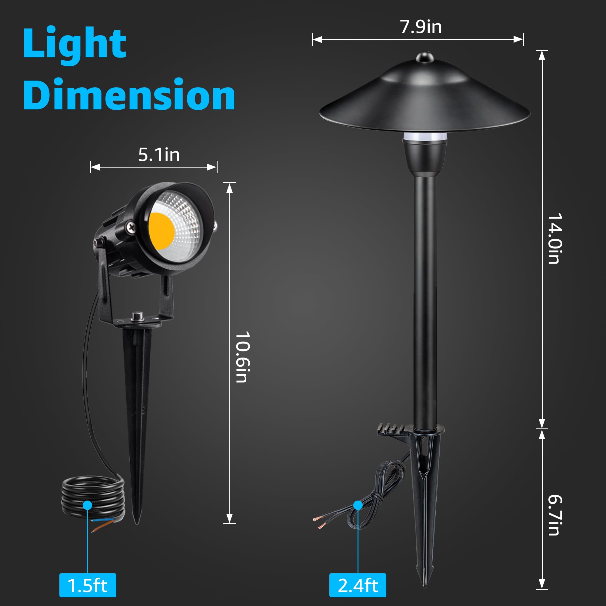 SUNVIE LED Landscape Lights Low Voltage Pathway Lights 12V Landscape Lighting Kit Aluminum Low Voltage Landscape Pathway Lights with Stake Waterproof for Walkway Yard Garden, 12 Pack with Connectors