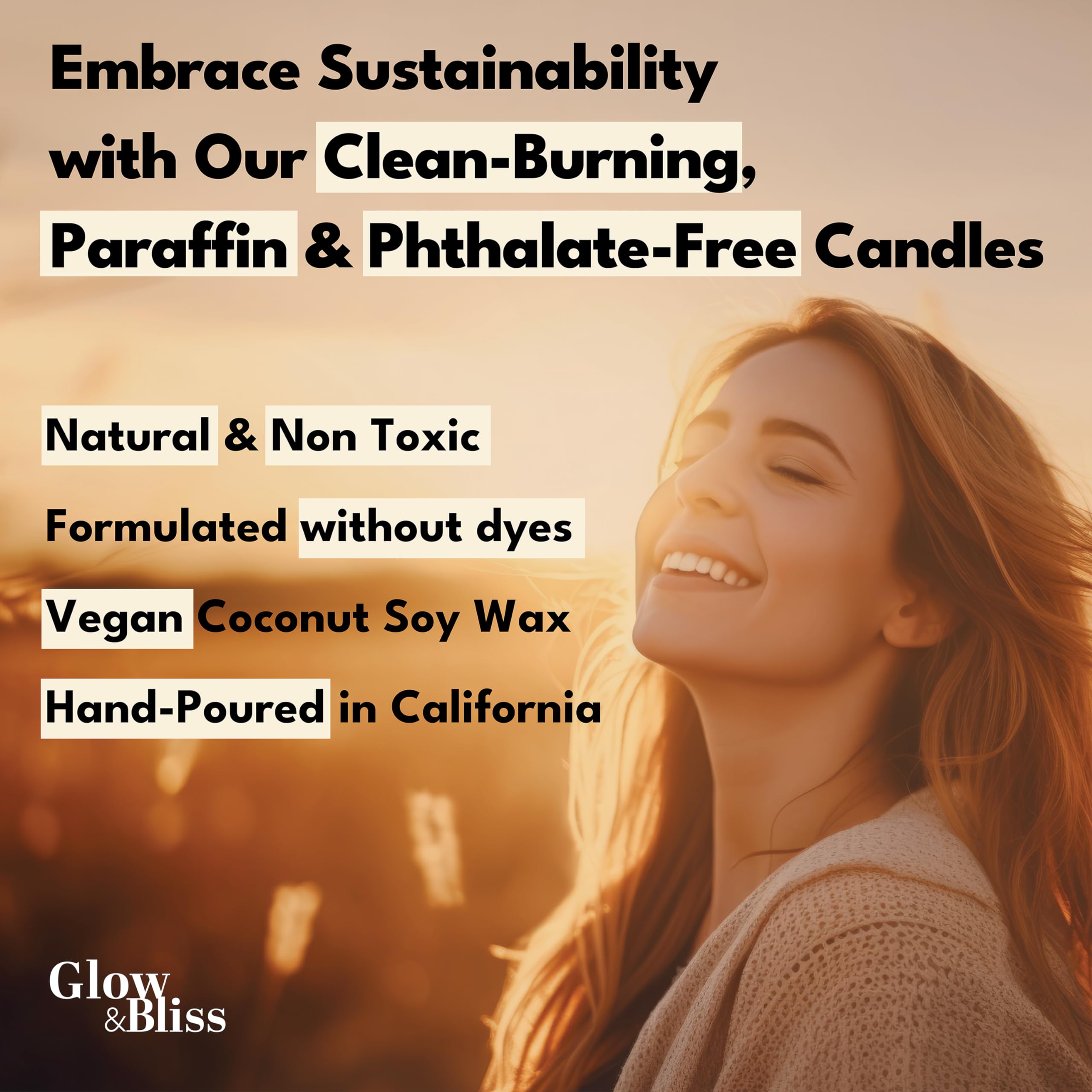 GLOW & BLISS Scented Candles - Jar Soy Candles for Home Scented, Wood Wicked Candles with 45-55 Hour Burn Time, Hand-Poured & All Natural Soy Coconut Wax - Orchid Black Berry (8 oz)
