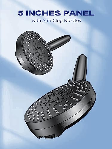 Filtered Shower Head, 5" Large, Extra Long 70" SS Hose,10-mode Detachable Shower Head Filter for Hard Water, High Pressure Handheld Shower Head for Bathroom, Anti-clog&Power Wash to Clean Tile & Pets