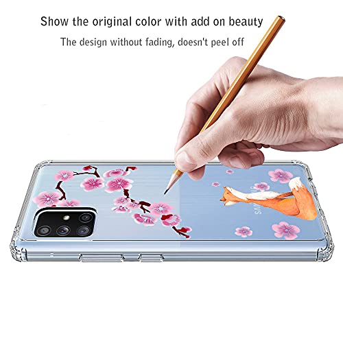 Ftonglogy Galaxy A71 5G Case Clear Flower Design Air Buffer TPU [Drop Proof] Slim Women Girls Pattern Protective Back Cover for Samsung Galaxy A71 5G (Fox)