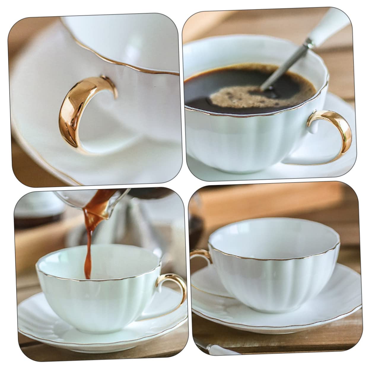 DOITOOL 1 Set Coffee Cup Set Tea Cup with Spoon and Saucer Coffee Cup with Dish Coffee Cups and Saucer Espresso Glasses Espresso Cups and Saucer British White Ceramics Lovers Drinking Cup