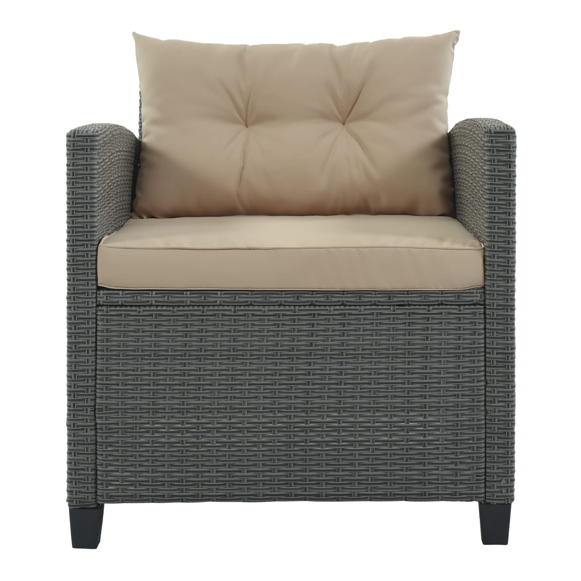 ERYE 6 Pieces Patio Conversation Furniture Sets Outdoor PE Rattan Wicker Sofa & Dining Table Group, 6Pcs All Weather Garden Seating Sectional with Rectangular Table, Armchairs, Loveseats and Corner