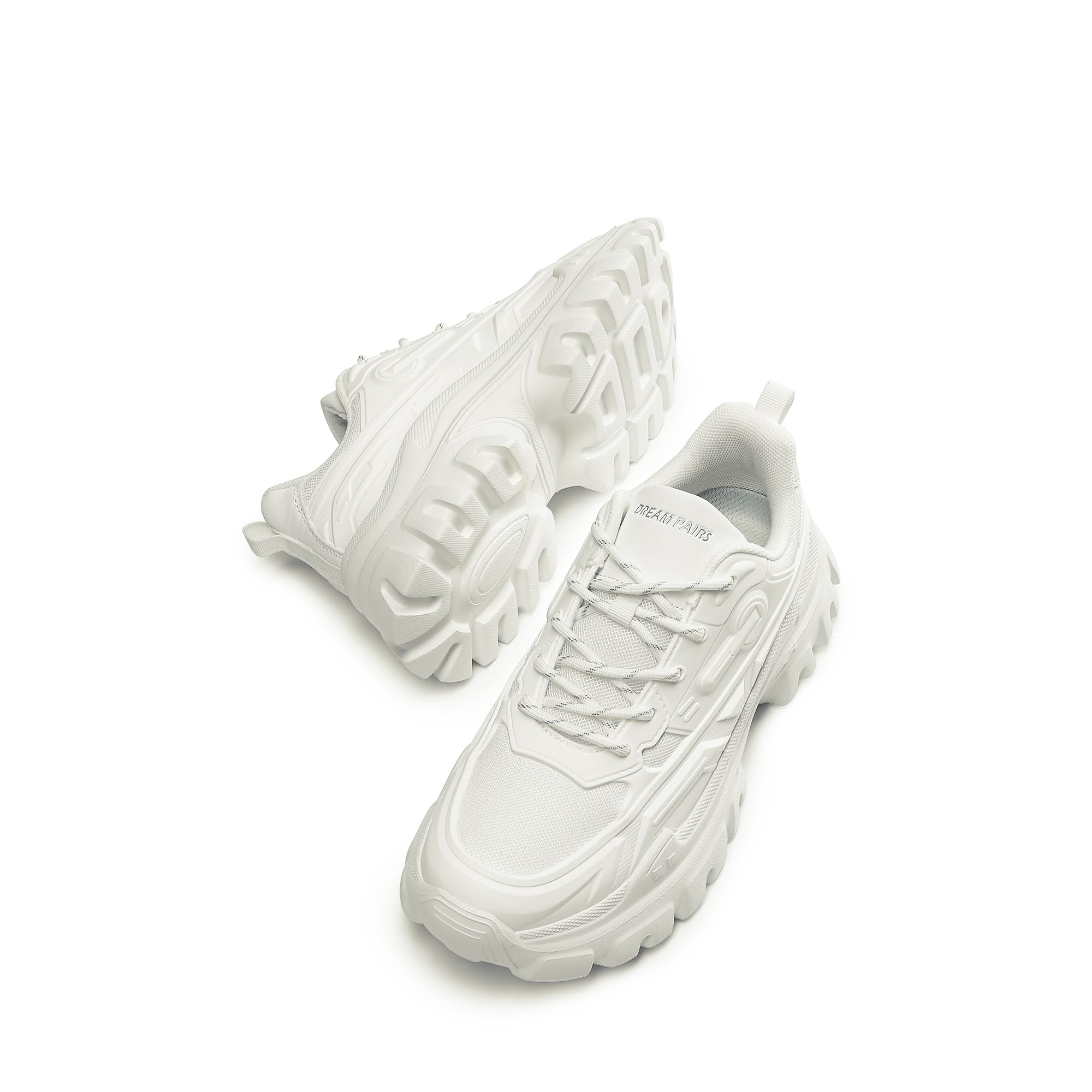 DREAM PAIRS Women Chunky Fashion Sneakers Platform Bold Lace-Up Comfortable Sneakers,Size 7,White,SDFN2368W