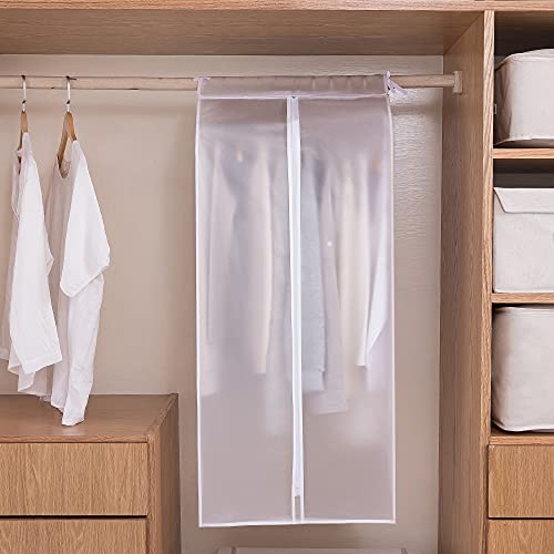 Neysuk Hanging Garment Clothes Cover, Translucent Hanging Garment Rack Cover with Zipper Garment Bags for Suit Coats Closet Storage 35 inch (2 Pack)
