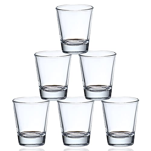 NUYKOUY Shot Glass Set, 100% Clean 100% Wipe Glass Shot Glasses, 1.5 oz, Set of 6, Clear Shot Glasses