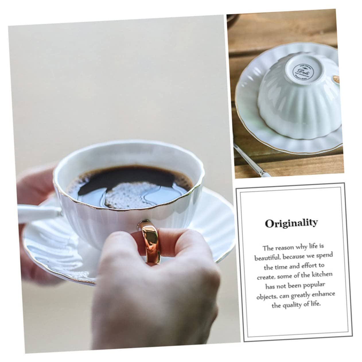 DOITOOL 1 Set Coffee Cup Set Tea Cup with Spoon and Saucer Coffee Cup with Dish Coffee Cups and Saucer Espresso Glasses Espresso Cups and Saucer British White Ceramics Lovers Drinking Cup