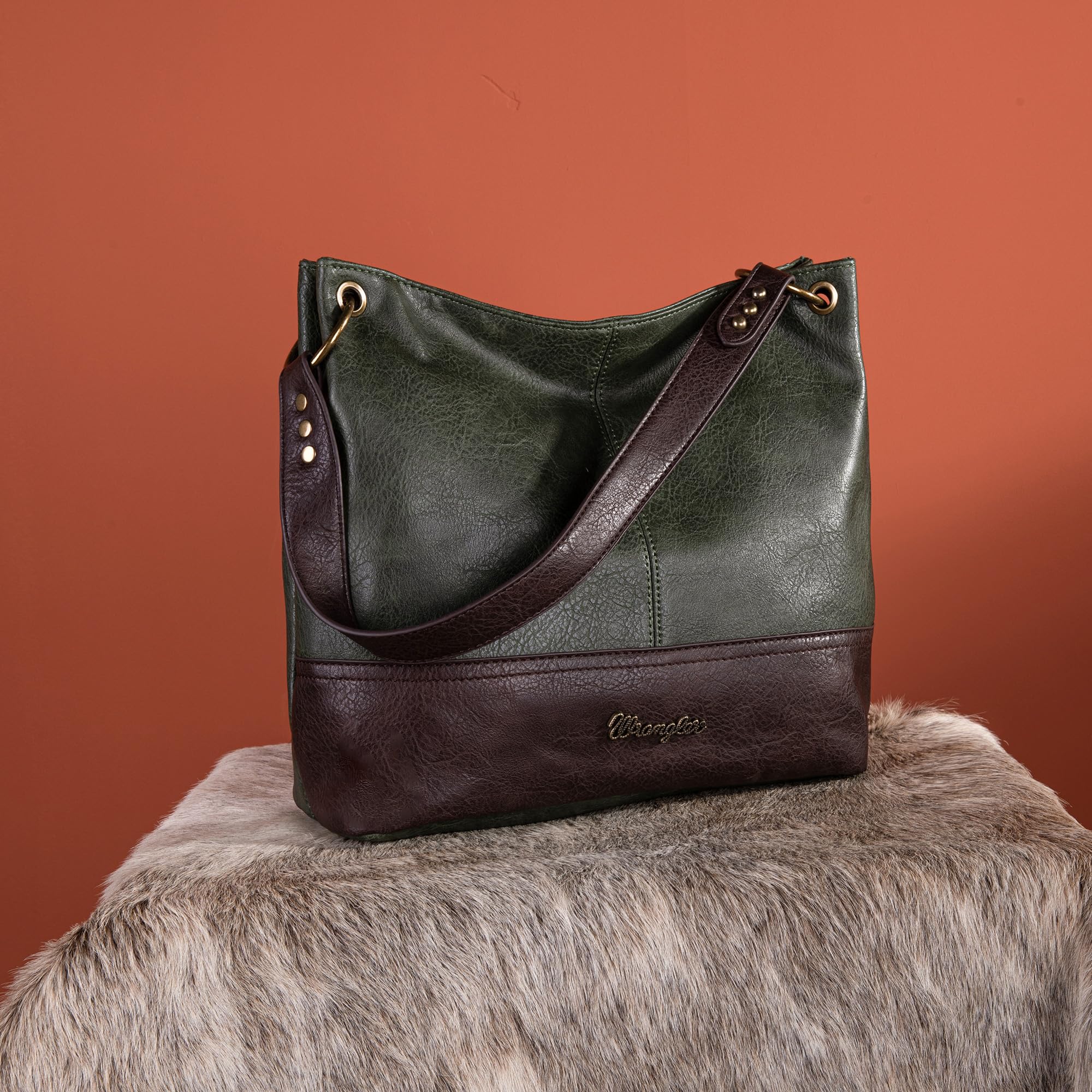 Wrangler Hobo Purses for Women Vegan Leather Shoulder Medium Purses and Handbags Dark Green Bag WG20-918DGN