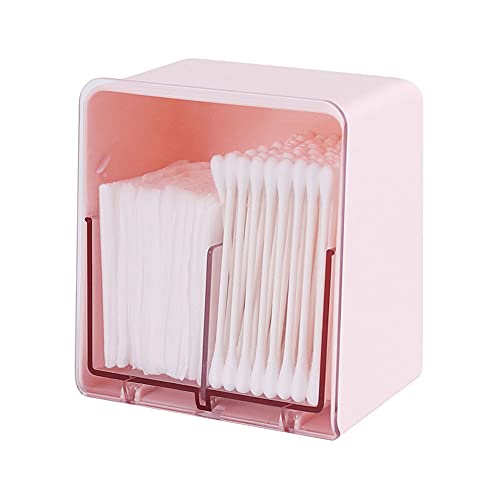 Hikinlichi Cotton Swab Ball Organizer Q-Tips Container Cotton Pads Holder Cosmetic Makeup Pads Dispenser Box 2 Sections with Clear Lid for Bathroom Washroom Countertop Home Office Desktop Storage