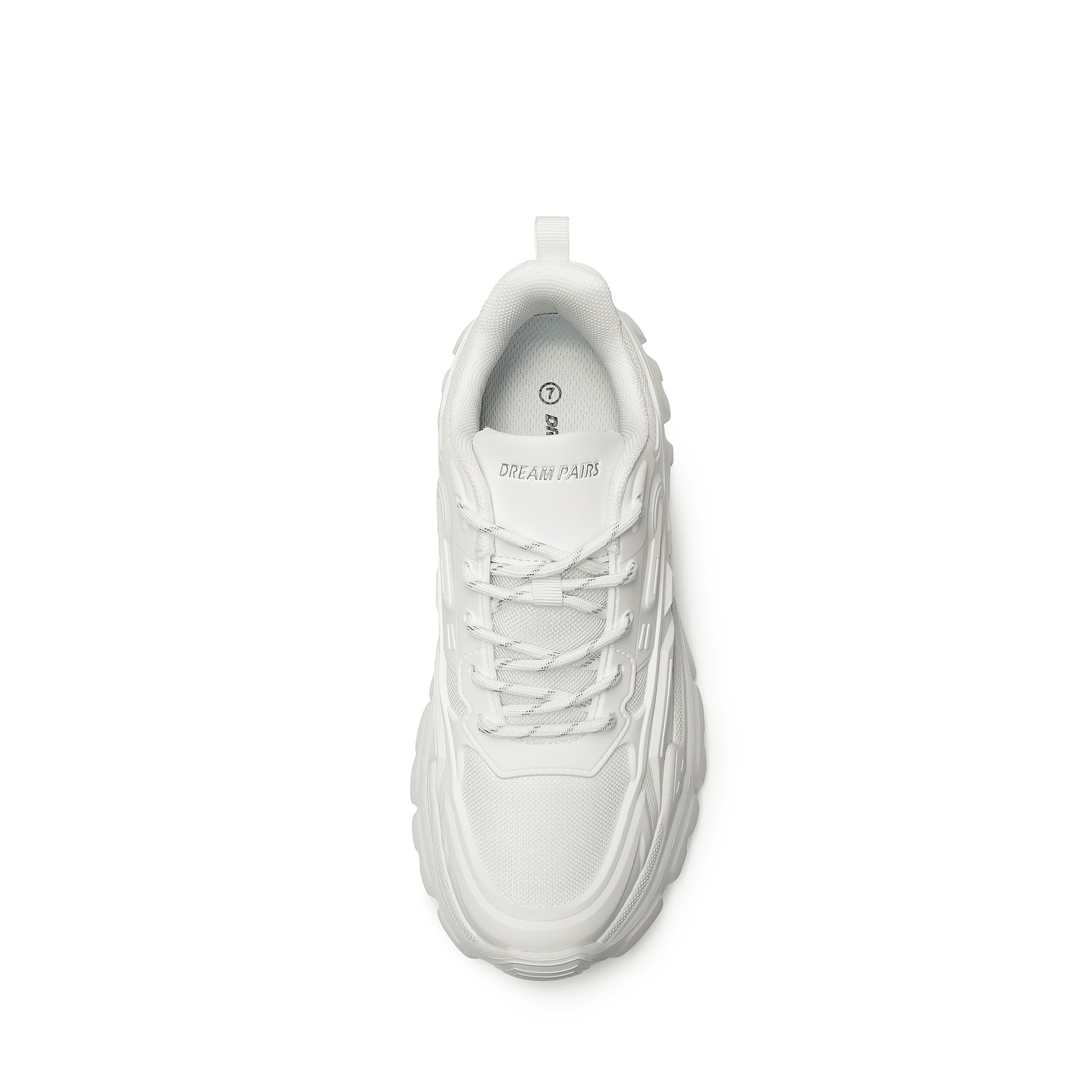 DREAM PAIRS Women Chunky Fashion Sneakers Platform Bold Lace-Up Comfortable Sneakers,Size 7,White,SDFN2368W