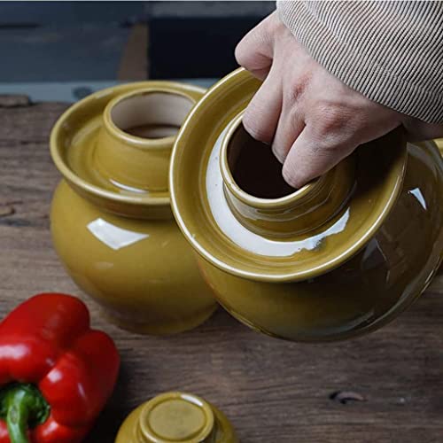 Ceramic Thickened Ceramics Fermenting Jar, Porcelain Pickling Jar,Crock Jar Stoneware Pot, Kimchi Pot with Lid Food Storage, Water Seal Fermenting Pickling Kimchi Crock 1KG jars (Size : 6.5KG) ( Size
