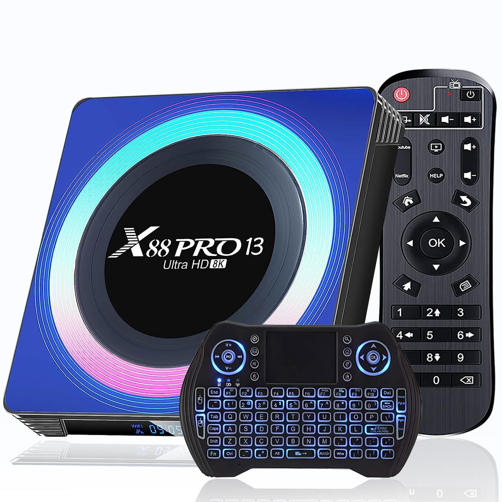 EASYTONE 2025 Android TV Box 13.0, Android Box 2025 4GB 64GB RK3528 Quad Core Support WIFI6 2.4/5.8G WiFi BT5.0 Ethernet 3D 8K/6K TV Box Android 13 with Mini Wireless Keyboard