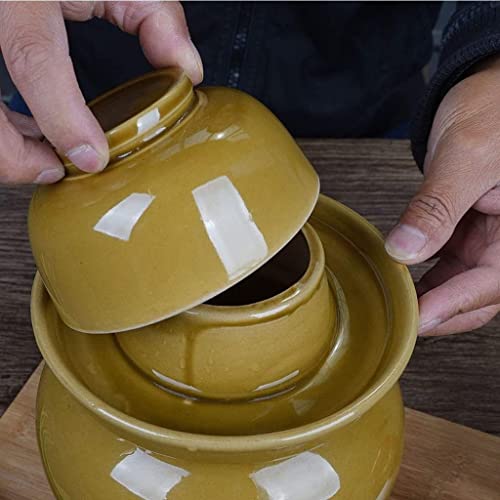 Ceramic Thickened Ceramics Fermenting Jar, Porcelain Pickling Jar,Crock Jar Stoneware Pot, Kimchi Pot with Lid Food Storage, Water Seal Fermenting Pickling Kimchi Crock 1KG jars (Size : 6.5KG) ( Size