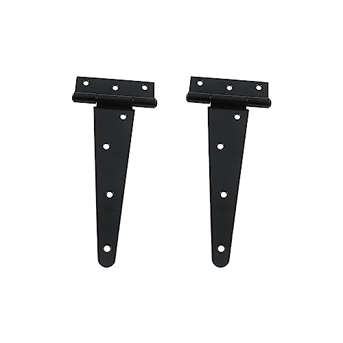 Hordion 2Pcs Heavy Duty T Strap Hinges, 8 Inch Gate Hinges, Matte Black Barn Door Hinges, Iron Tee Hinge Shed Door Hinges Rustproof, Outdoor Hinges for Wooden Fences, Farmhouse, Yard (with Screws)