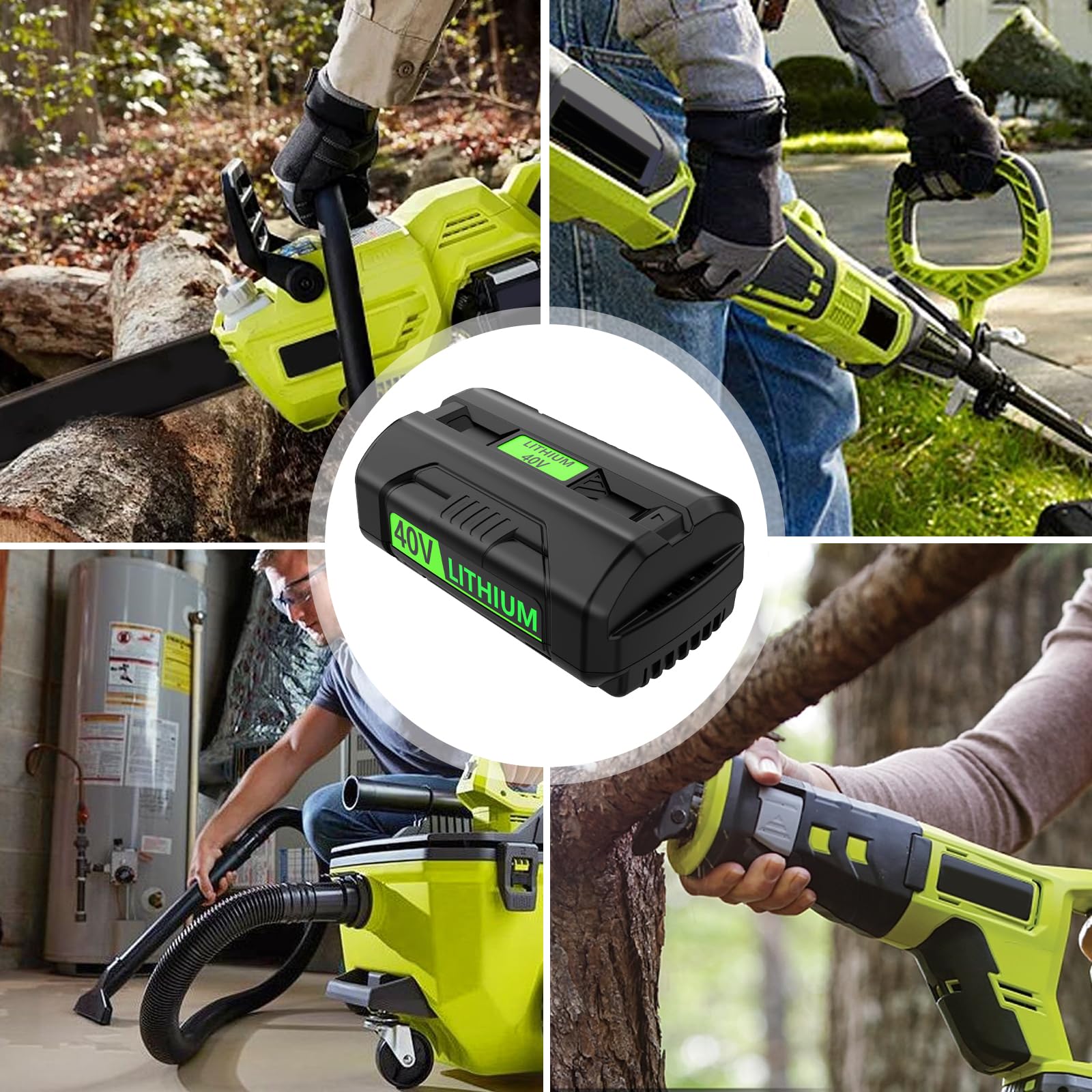 MVMOD 40V 6500mAh Replacement Battery for Ryobi, 40 Volt Battery for Ryobi 40V Power Tools OP4040 OP4026 OP4015 OP4030 OP4050 OP4060A RY40200 RY40403 RY40204 Lithium ion Battery for Ryobi