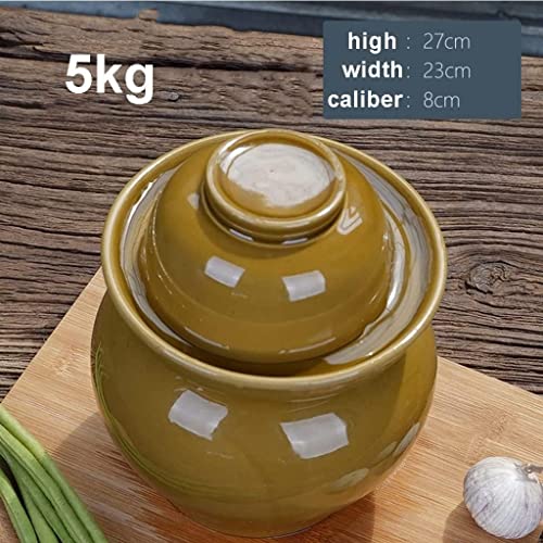 Ceramic Thickened Ceramics Fermenting Jar, Porcelain Pickling Jar,Crock Jar Stoneware Pot, Kimchi Pot with Lid Food Storage, Water Seal Fermenting Pickling Kimchi Crock 1KG jars (Size : 6.5KG) ( Size