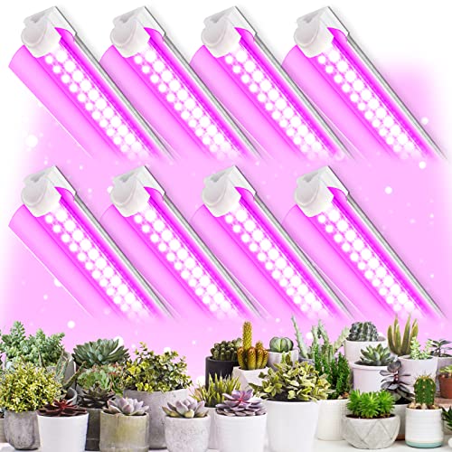 (8-Pack) LED Grow Light, T8 Grow Lights 2FT, 192W(8×24W) High Intensity Full Spectrum Indoor Grow Lights with High PPFD Value, Grow Lights for Indoor Plants, Seed Starting, Succulent, Vegetables