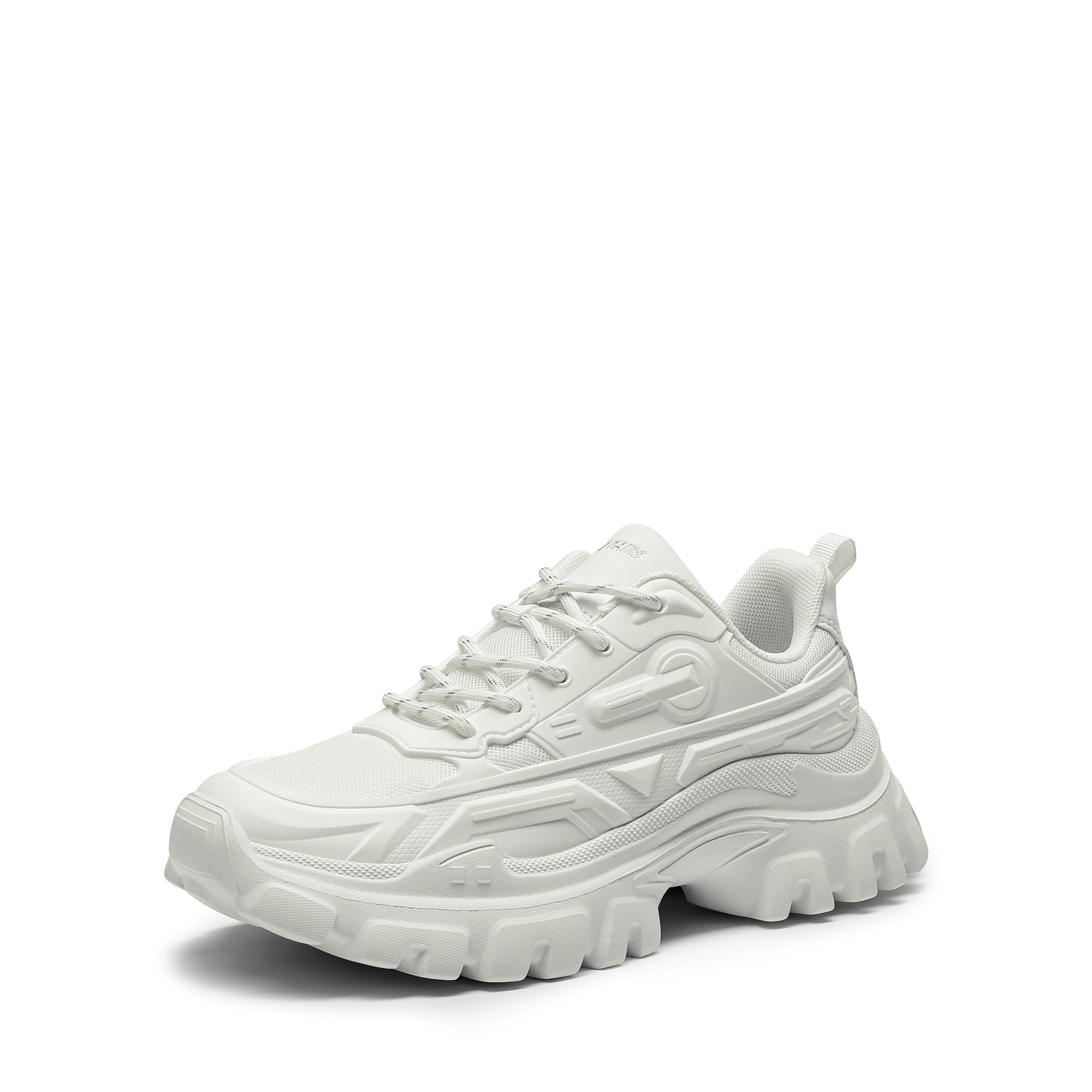 DREAM PAIRS Women Chunky Fashion Sneakers Platform Bold Lace-Up Comfortable Sneakers,Size 7,White,SDFN2368W