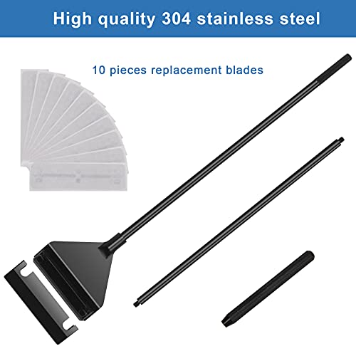 Luxiv Stainless Steel Algae Scraper Black, Aquarium Glass Cleaner Tools 25.6 Inches Fish Tank Scraper Cleaner Handheld Scraper for Aquarium Tank