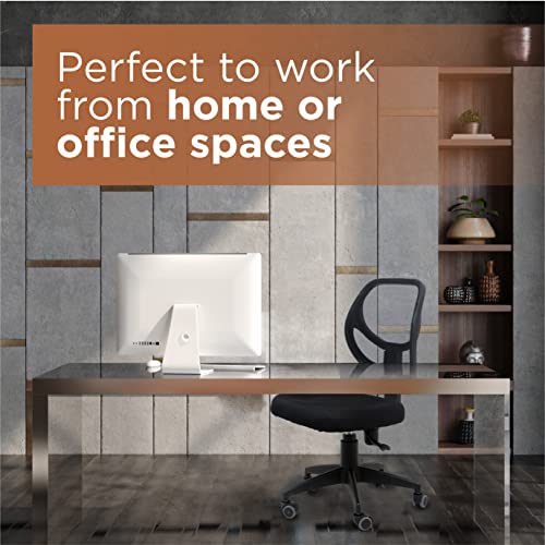 Comfty Fabric Seat and Nylon Base Mesh Back Swivel Task Chair, Black