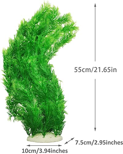 E.YOMOQGG Aquarium Artificial Plants Fish Tank Decorations Aquarium Decorations, Underwater Aquatic Plastic Grass, 21.6β Tall Fishtank Plants Ornament Large for Landscape (Green)(E)