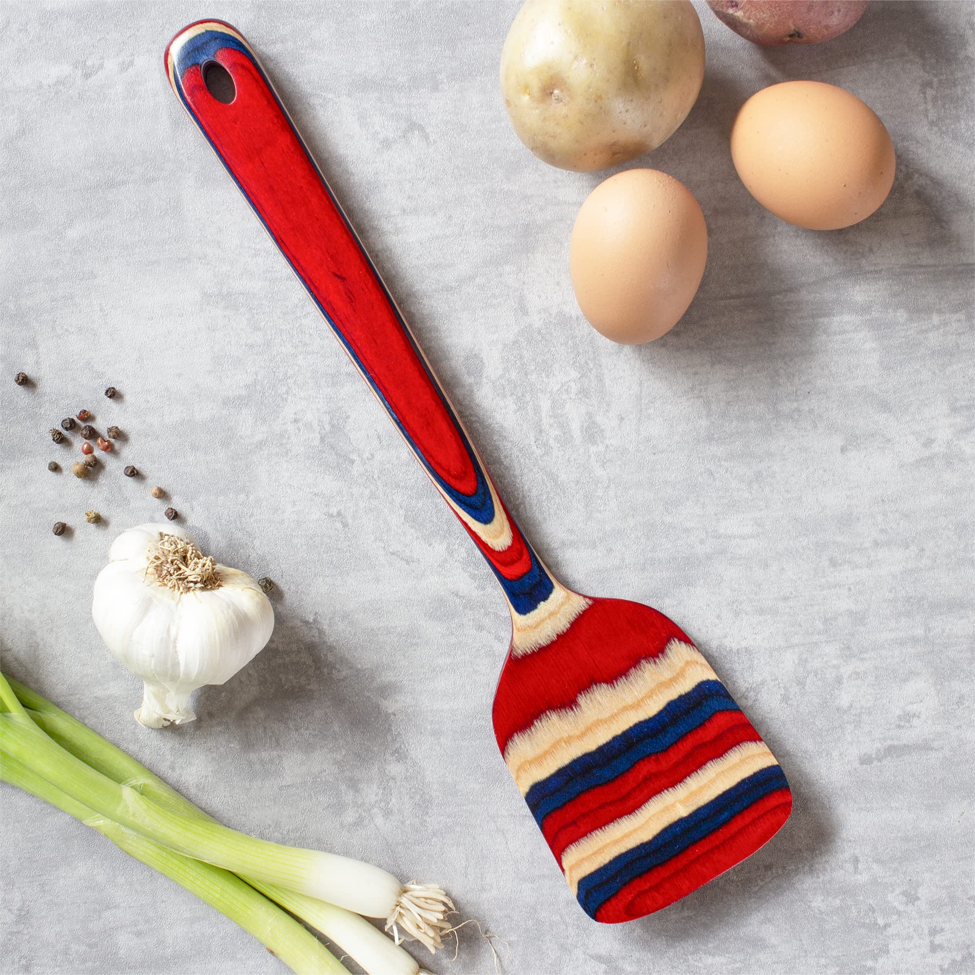 Baltique Old Glory Collection 12-1/2" Wooden Spatula, Kitchen Utensils Safe for Nonstick