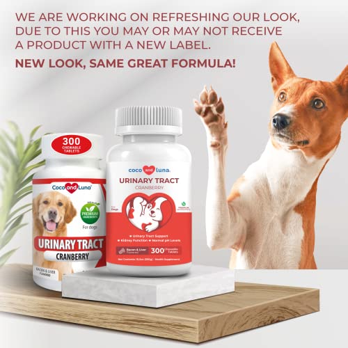 Cranberry for Dogs - 300 Chewable Tablets - Urinary Tract Support, Bladder Support for Dogs, Dog UTI, Bladder Stones, Dog Incontinence Support, Cranberry Supplement for Dogs