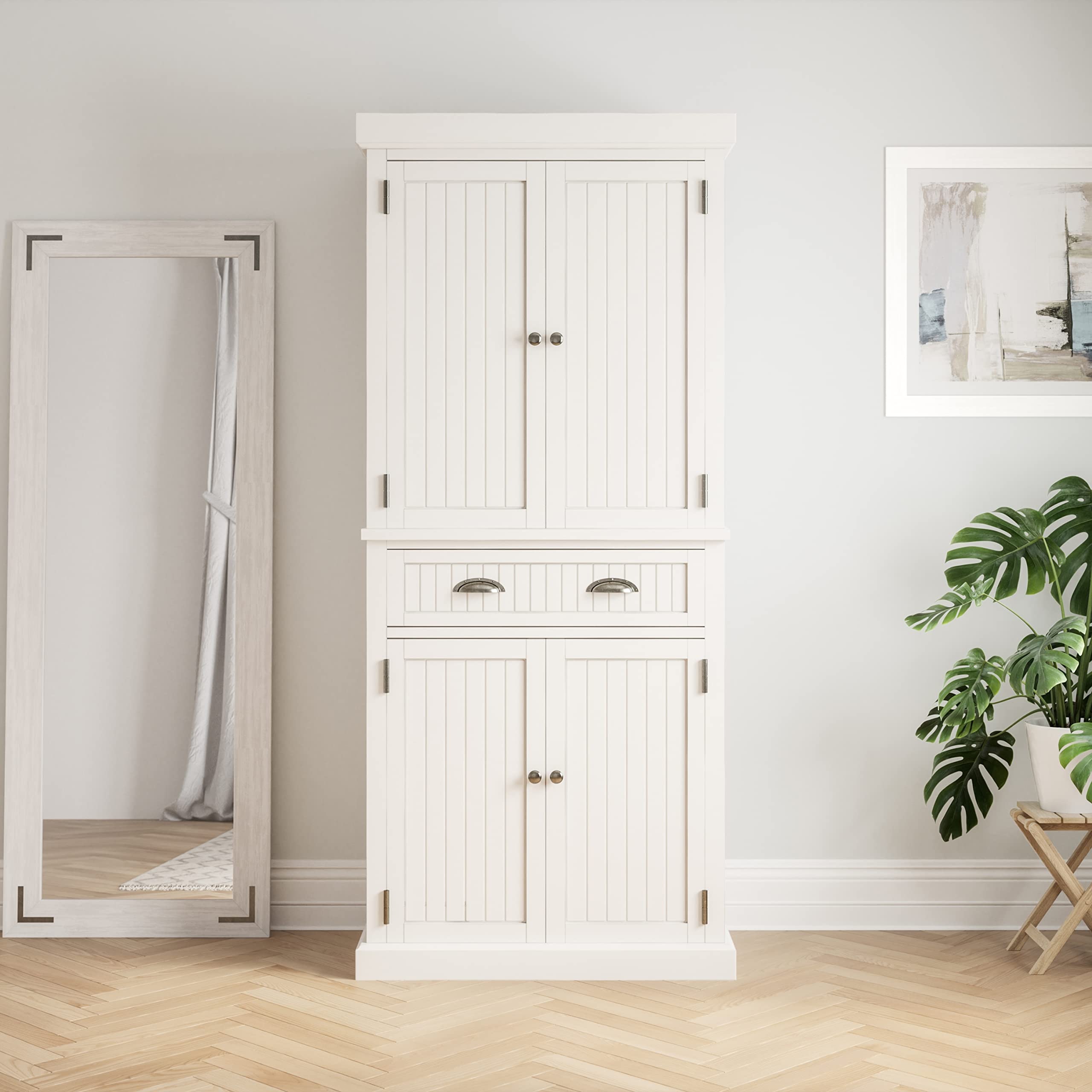 homestyles Nantucket Off-White Kitchen Island and Homestyles Nantucket Pantry, 30", Off White