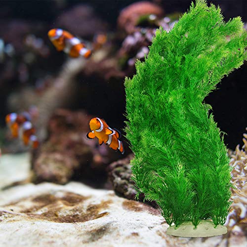 E.YOMOQGG Aquarium Artificial Plants Fish Tank Decorations Aquarium Decorations, Underwater Aquatic Plastic Grass, 21.6β Tall Fishtank Plants Ornament Large for Landscape (Green)(E)
