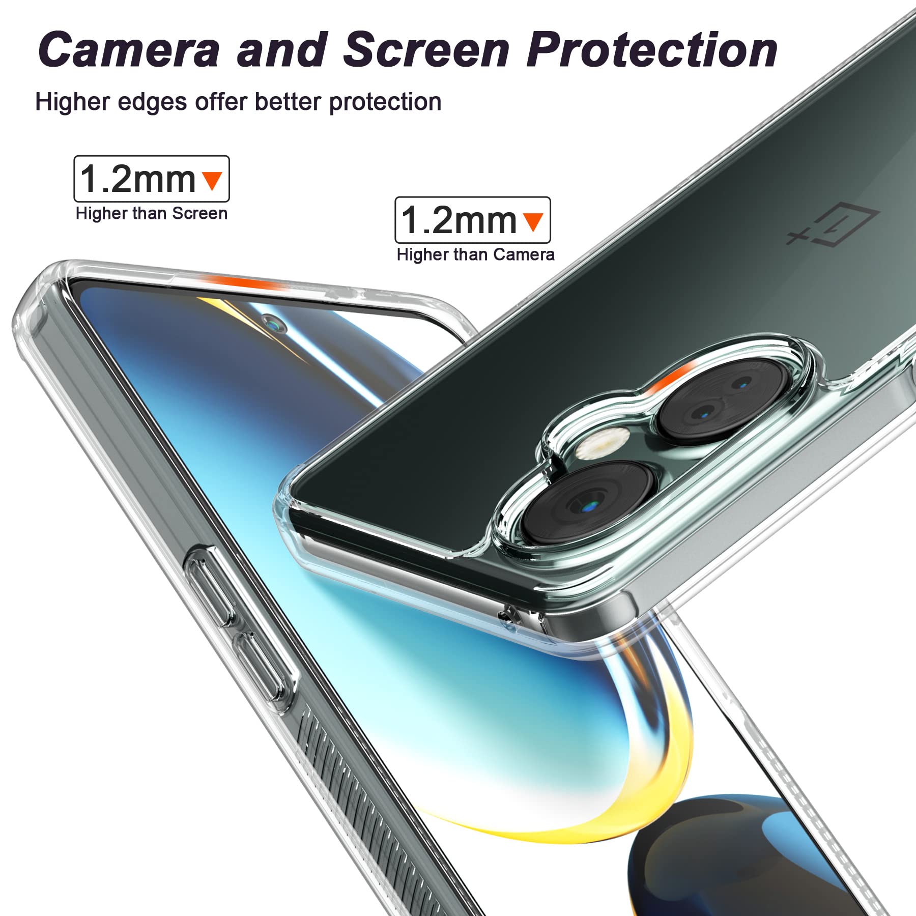 Clear Case for Oneplus N30 5G Case, [Hard PC Back + Soft TPU Bumper] [Anti-Yellowing] Slim Fit Full Protective Shockproof Transparent Case Cover for Oneplus N30 2023, Clear