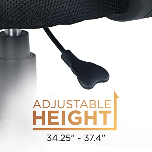 Comfty Fabric Seat and Nylon Base Mesh Back Swivel Task Chair, Black