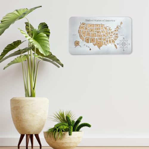 3D Wooden USA States Map, Travel Map, Push Pin, Patriot Decor, Map Wall Decor, USA Map, World map Art (Normal (14in x 10in))