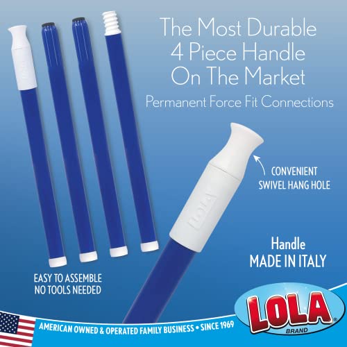 Lola Products Deck Scrub Brush with 48" Long Handle and 9" x 3.5" Scrubber, It's Very Durable Poly Fiber Scrubber Bristles Remove Dirt & Grime on patios, Decks, Asphalt, Tile, Cement- Wet or Dry